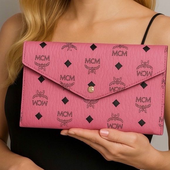 MCM | Bags | New Mcm Envelope Pouch Clutch Pink Visetos | Poshmark